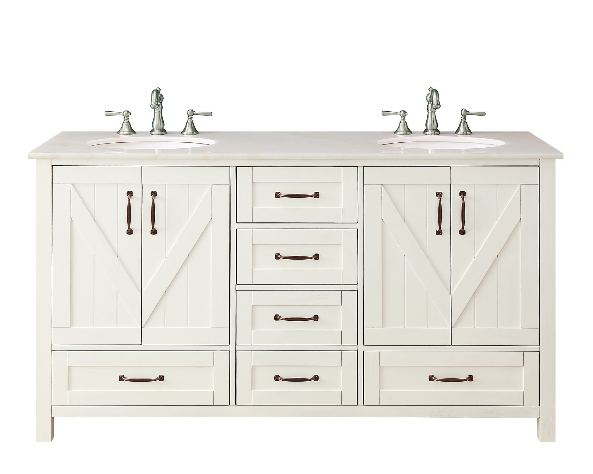 August Grove Daryal 62"W x 22"D Bath Vanity in Brushed with Marble ...