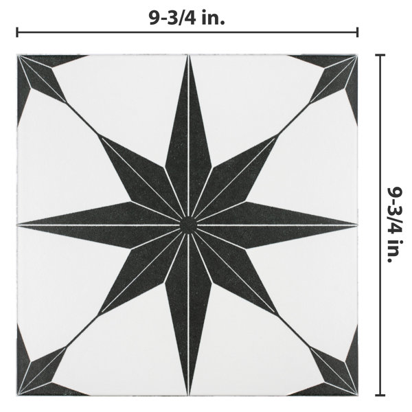 Merola Tile Stella 10" x 10" Porcelain Patterned Wall & Floor Tile ...