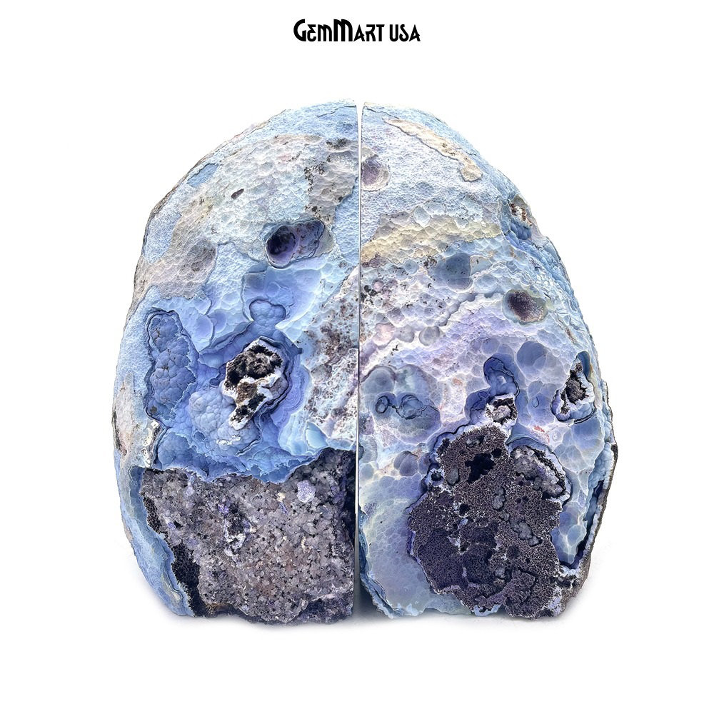 GemMartUSA Purple Geode Bookend, Unique Agate Bookend Pair, Mineral ...