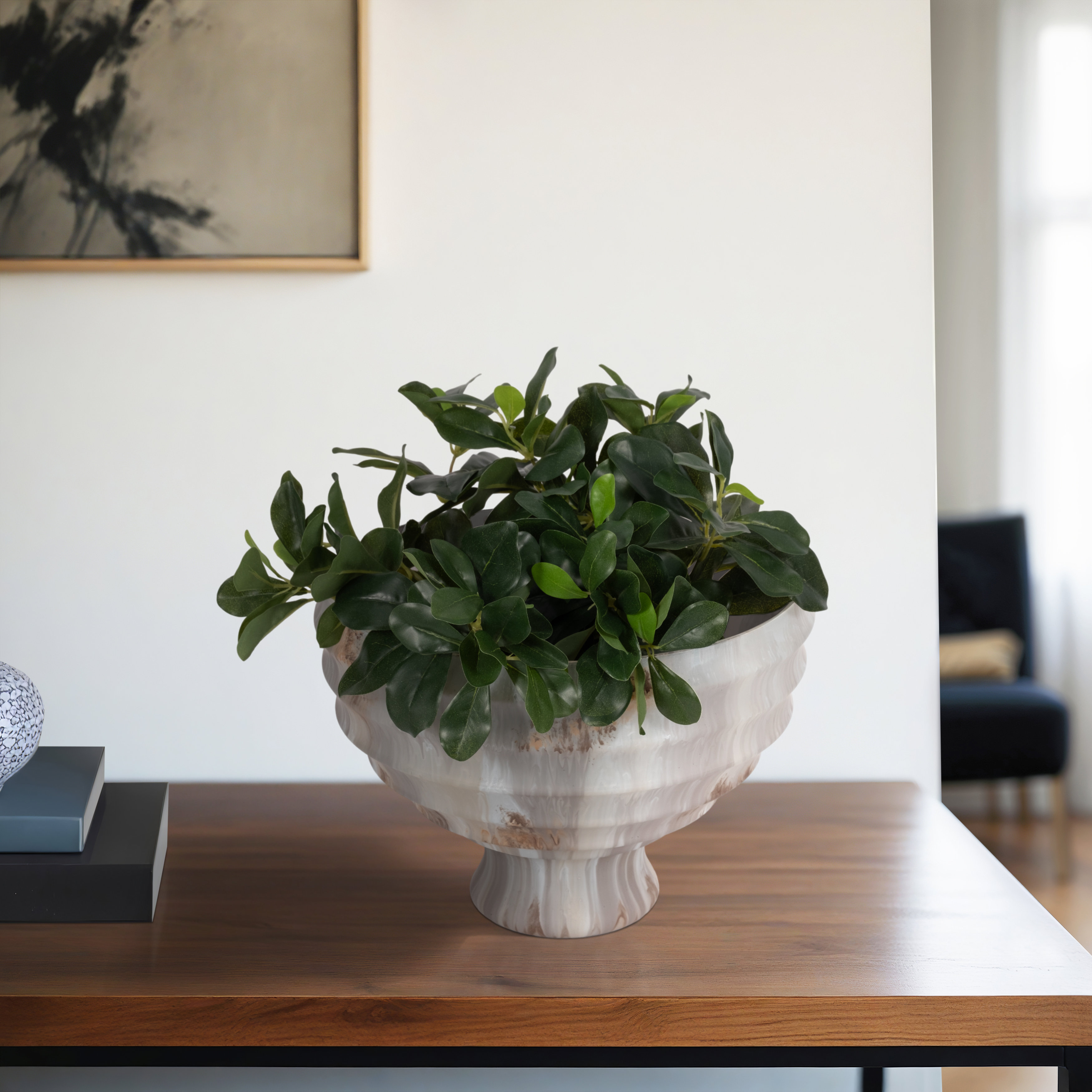 Brayden Studio® Glass Pedestal Bowl Opal Finish, Ivory Multi | Wayfair