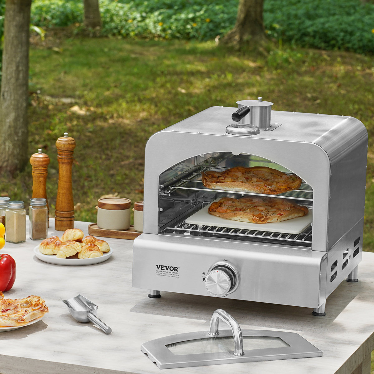 VEVOR 11" Outdoor Pizza Oven Portable Gas Oven 430 Stainless Steel for ...