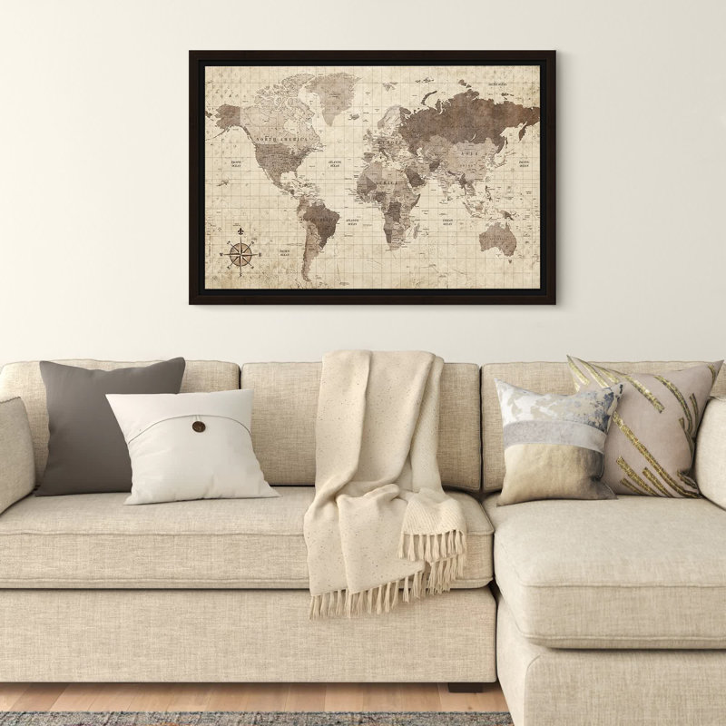 Three Posts™ " Distressed World Map " & Reviews | Wayfair