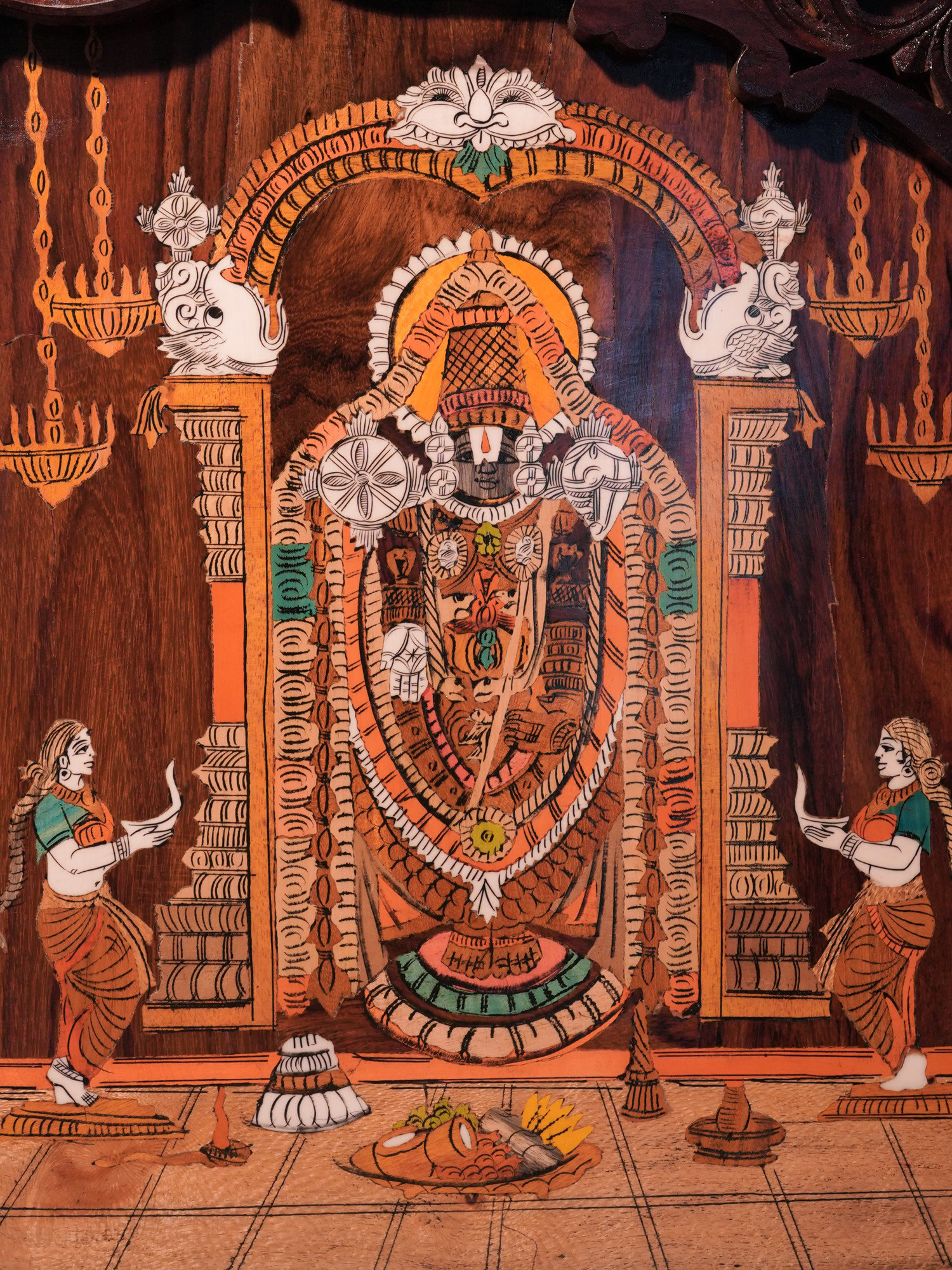 Exotic India 36" Worship Of Lord Balaji And Goddess Padmavati | Natural ...