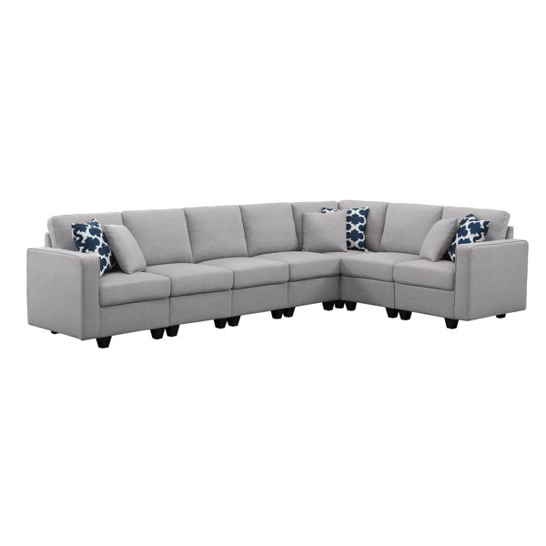 Ebern Designs Solina Linen Reversible Modular Corner Sectional Sofa ...