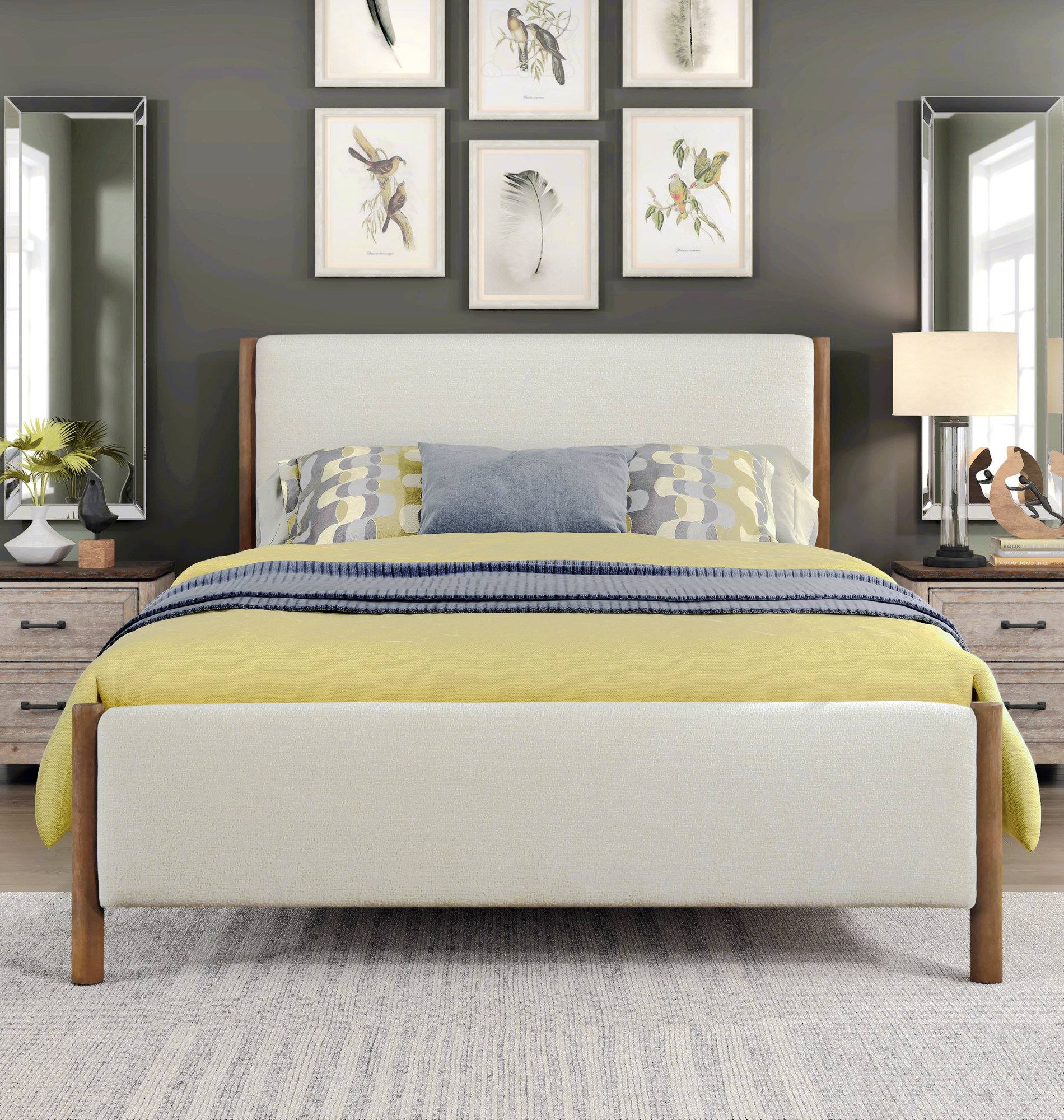 Latitude Run® Modern Contemporary Bedroom 1Pc Platform Bed Soft Beige ...