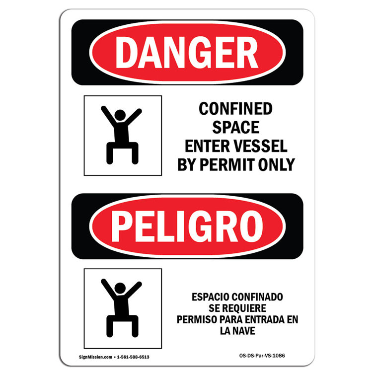 SignMission Permis d'entrée dans un espace clos, signe de danger ...