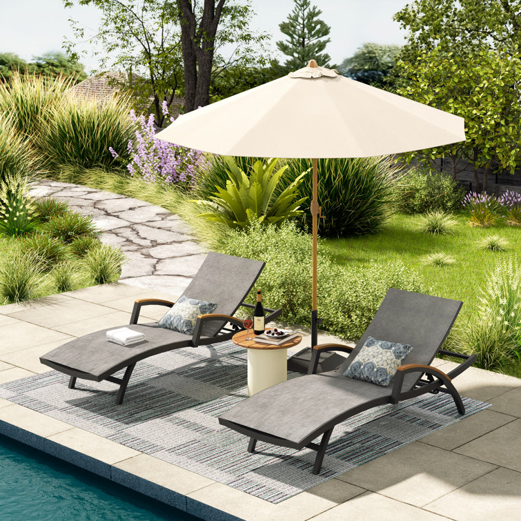 Peak Home Furnishings Chambray Patio Aluminum Chaise Lounge Chairs Set ...