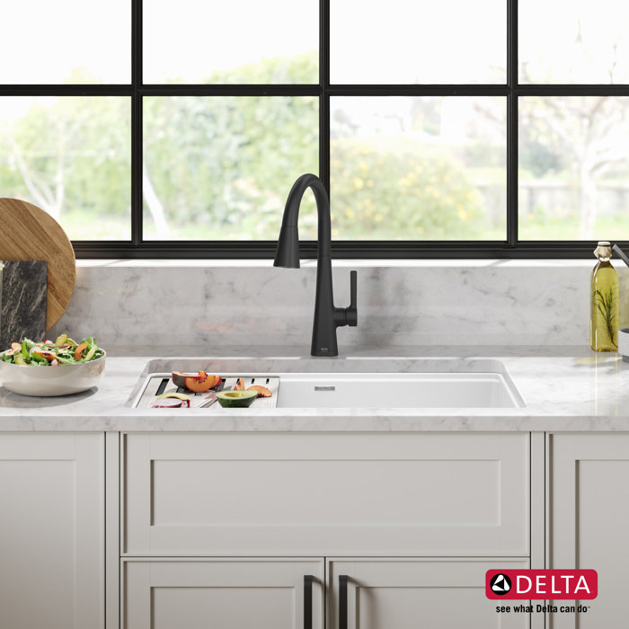 Delta Everest™ 32" L Granite Composite Workstation Kitchen Sink ...