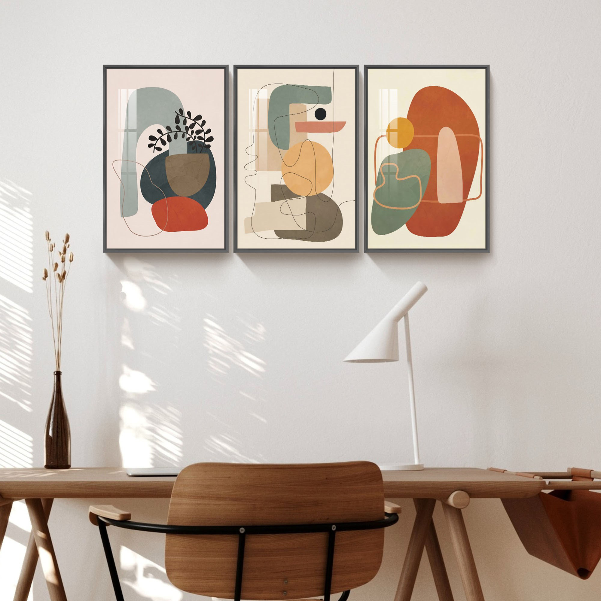 George Oliver Auriya Boho Artwork Framed On Canvas 3 Pieces Print | Wayfair