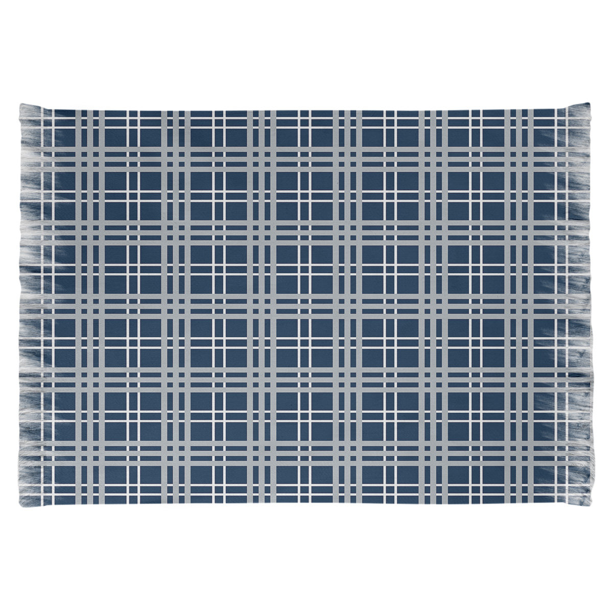 East Urban Home New England Plaid Dark Blue/Gray Area Rug | Wayfair