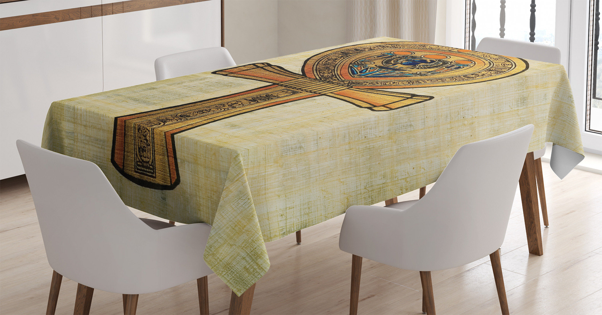 East Urban Home Egyptian Tablecloth, Papyrus Presenting The Key Of Life ...