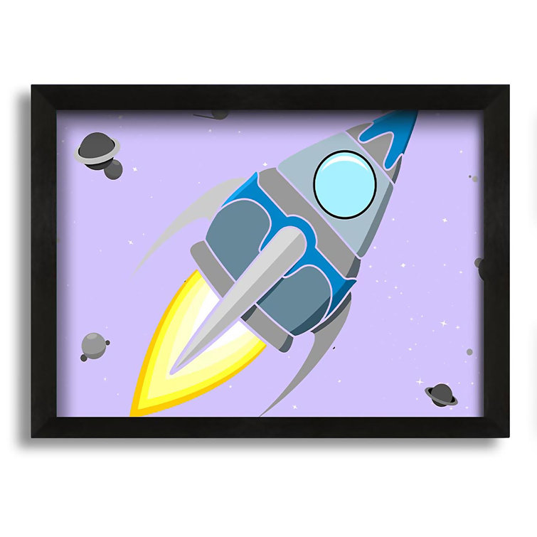 Isabelle & Max Rocket Ship Lilac - Single Picture Frame Print on Canvas ...