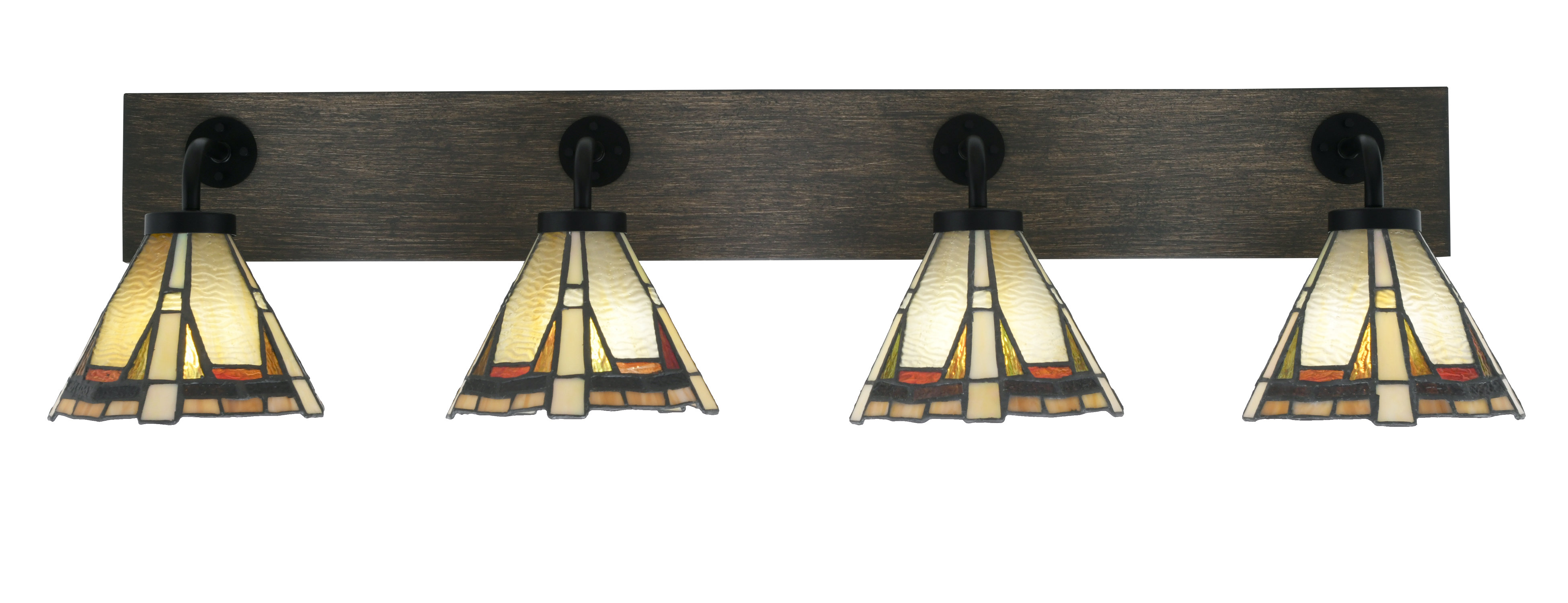 Longshore Tides Oxbridge 4 Light Bath Bar Shown With 7" Zion Art Glass ...