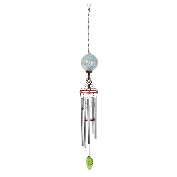 Exhart Solar Pearlized Honeycomb Glass Ball Wind Chime with Metal ...