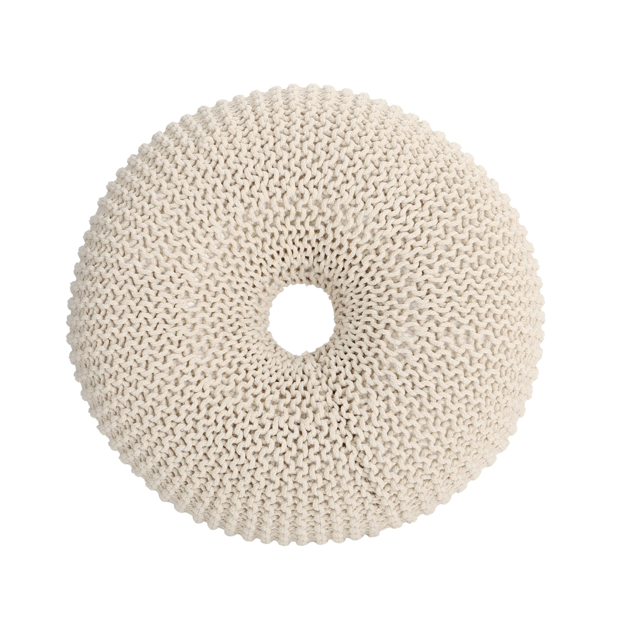 Ebern Designs Cotton Knitted Donut Pouf - Handcrafted, 100% Cotton ...