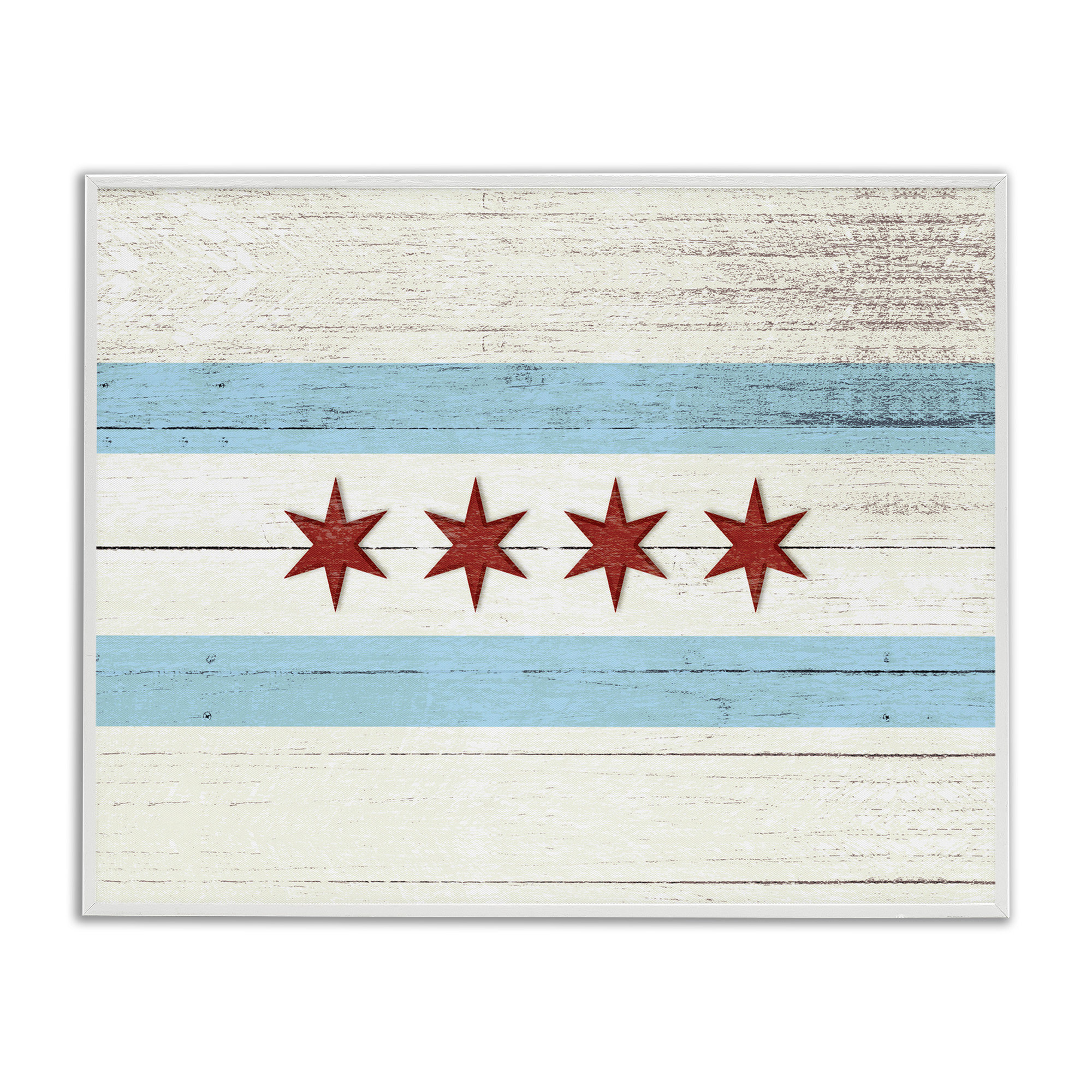Breakwater Bay 'Chicago Flag Distressed Wood Look' Graphic Art Print ...