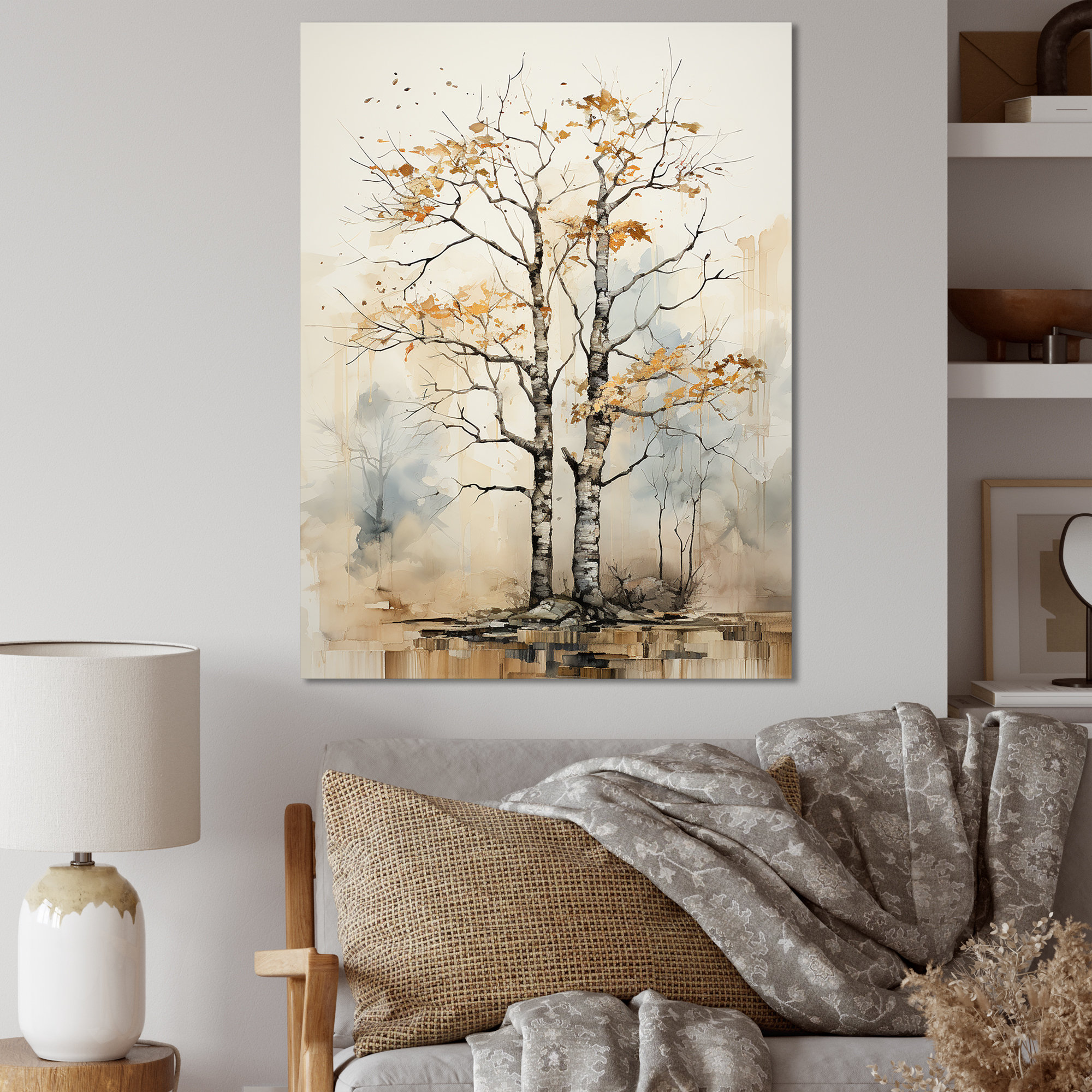 Winston Porter Soft Neutral Tones Tree Oak Harmony II Framed On Canvas ...