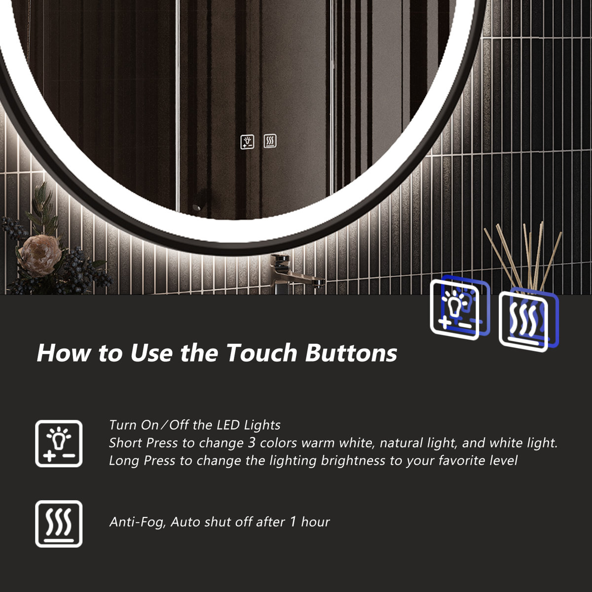 Ivy Bronx Jatonya Aluminum Framed LED Bathroom Vanity Mirror Dimmable ...