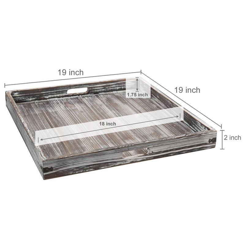 Gracie Oaks Simren Large Decorative Solid Wood Ottoman Tray & Reviews ...