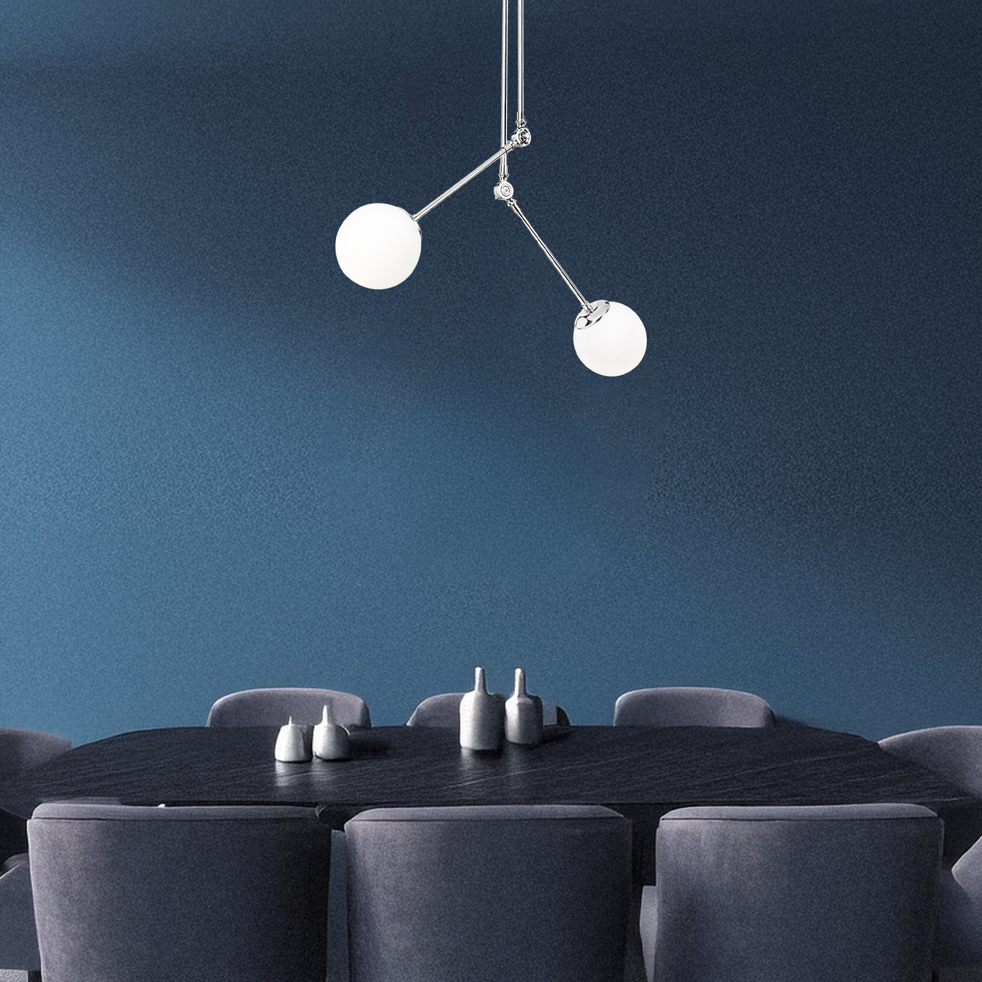 Corrigan Studio® 2 Lights Metal Body Glass Cap Adjustable Head Globe ...