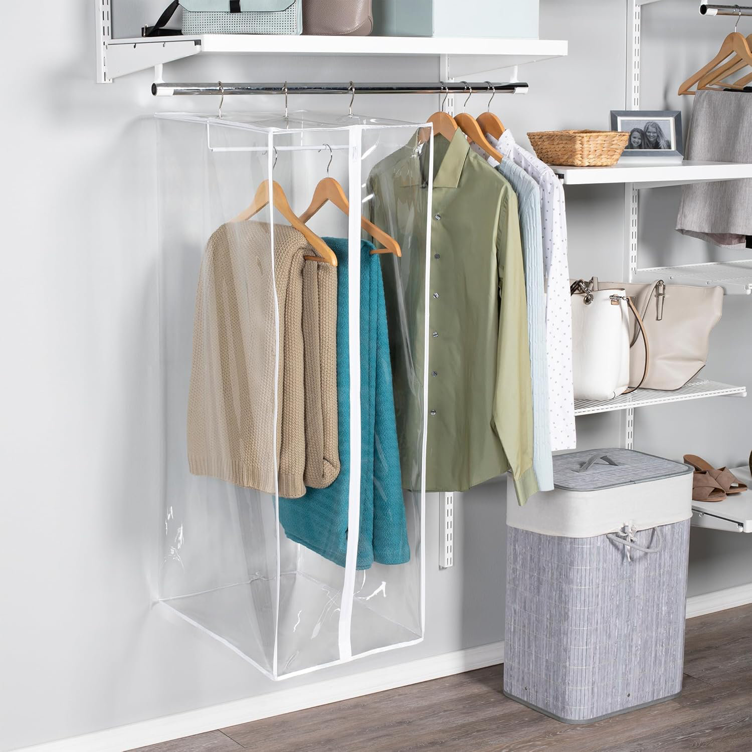 Rebrilliant Clear Hanging Closet Organizer, Zippered Garment Bag Cover ...
