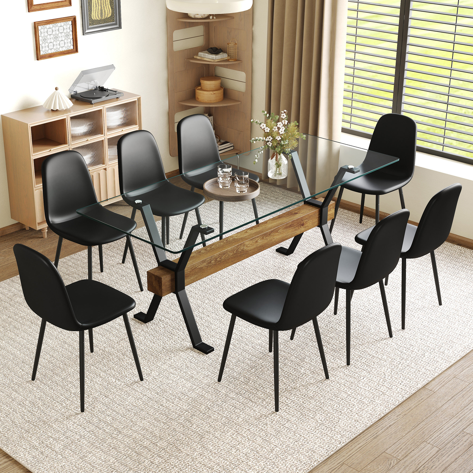 George Oliver 79''×31.5'' Dining Table And Chair Set With X - Shaped ...