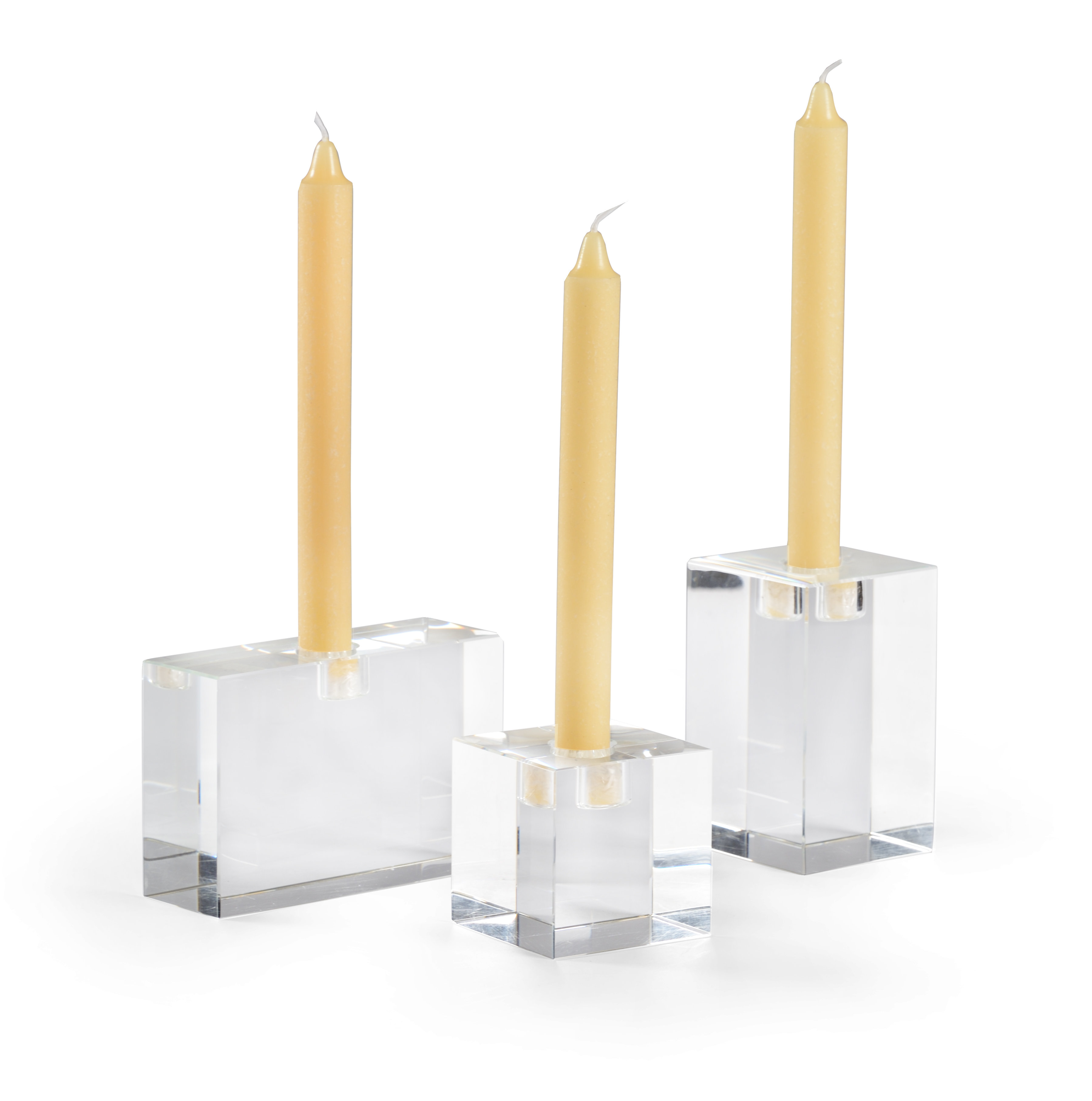 Chelsea House 3 Piece Trifoil Small Crystal Candlestick Set | Wayfair