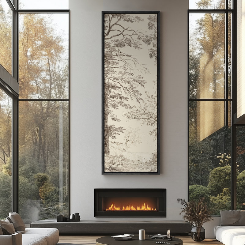 wall26 Vintage Pine Tree Drawing Classic Country Rustic Artwork - Extra ...
