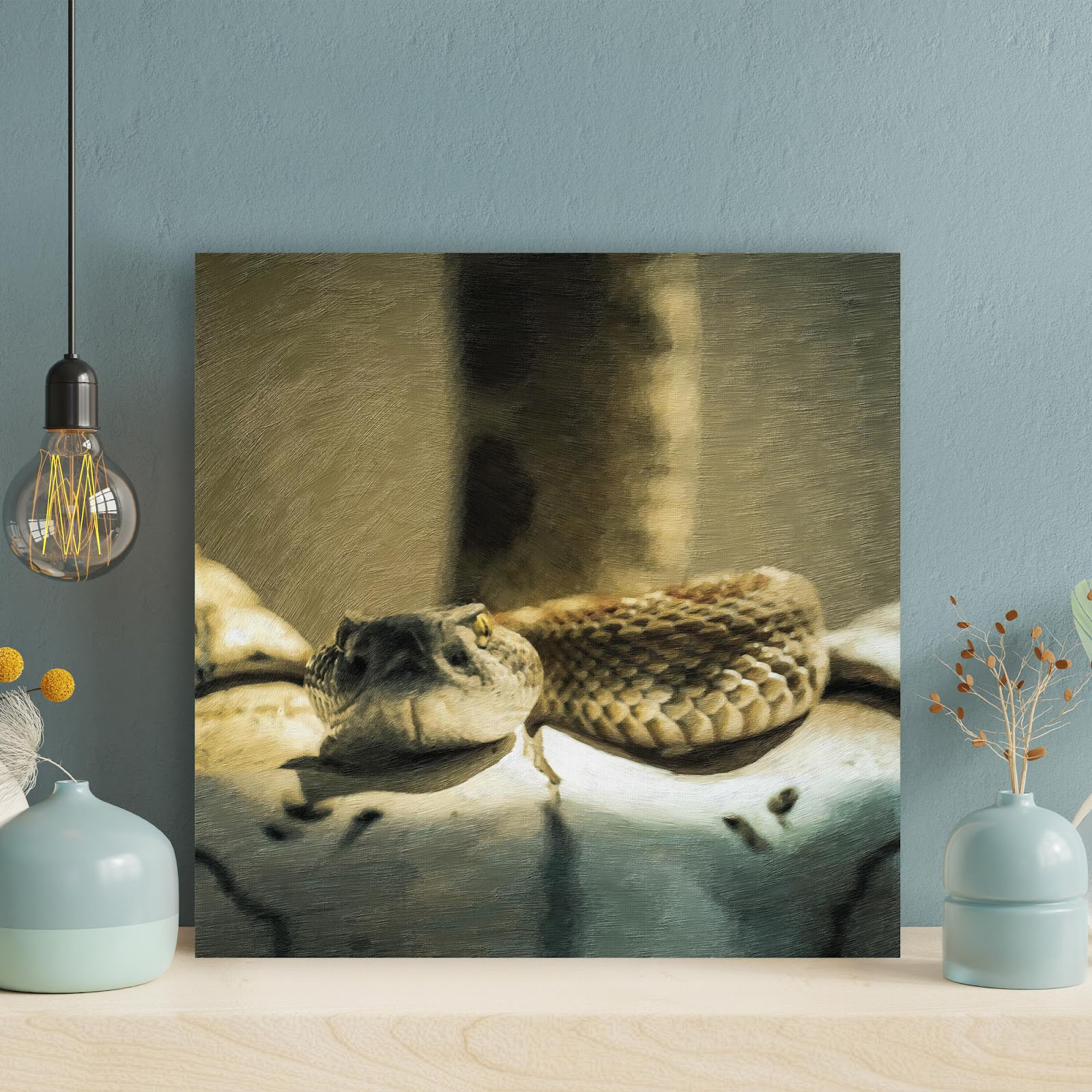 Latitude Run® Brown And Black Snake On White Textile - Wrapped Canvas ...