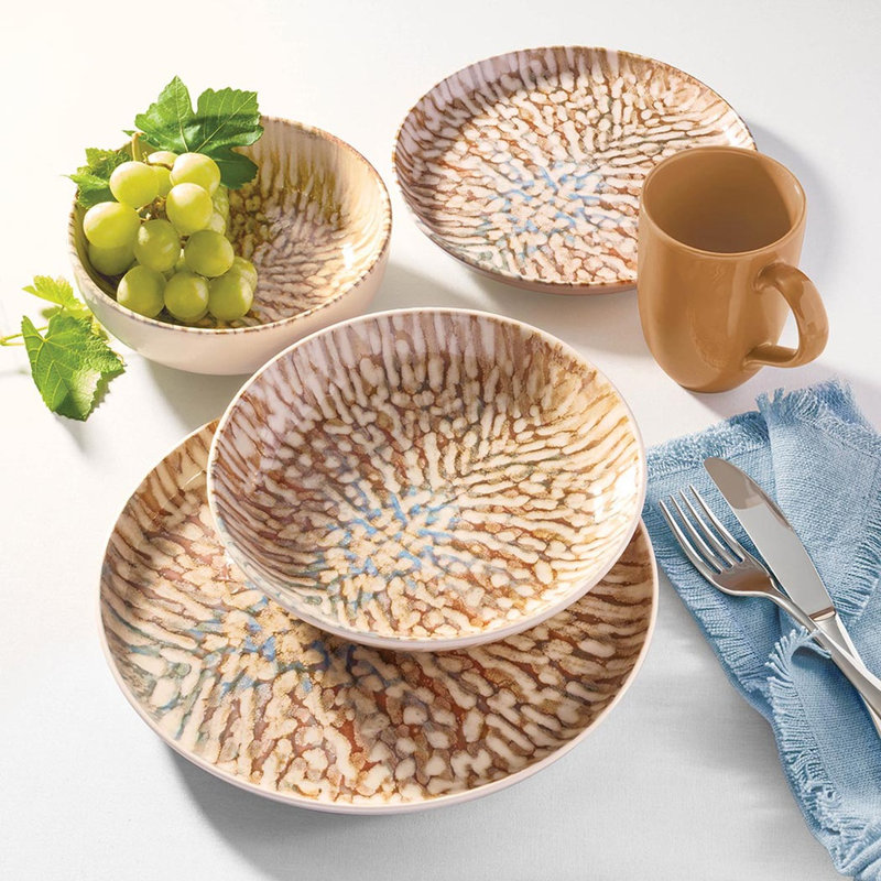 Oxford Contempo Caribbean Stoneware 20-piece Dinnerware Set, Service ...