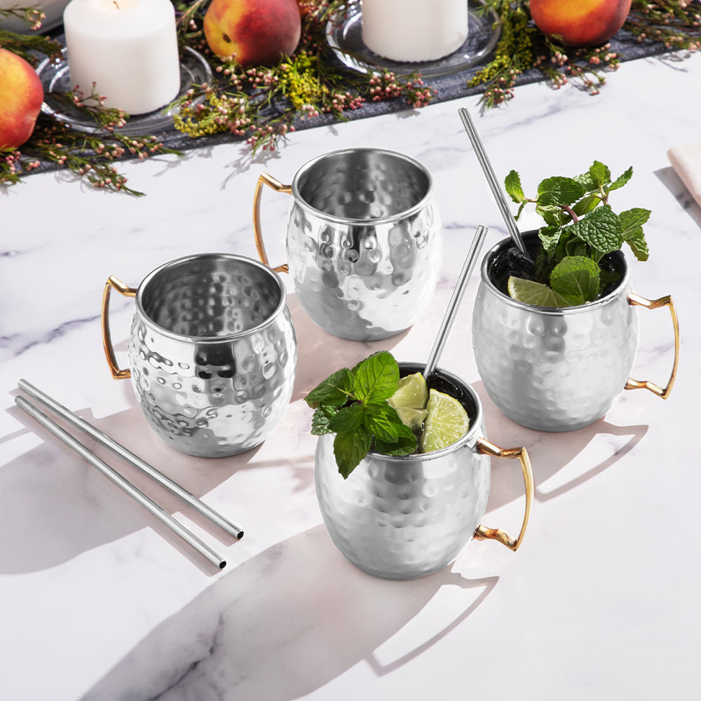 Dakota Fields Moscow Mule Mugs 14 oz Stainless Steel Hammered Finish ...