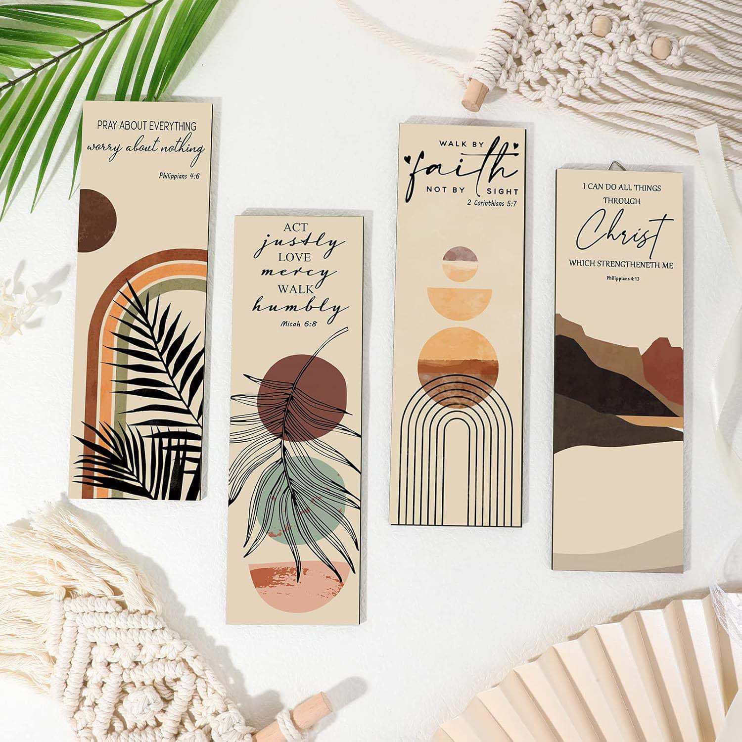 Dakota Fields 4 Pcs Bible Verse Wall Art Christian Boho Wall Decor ...