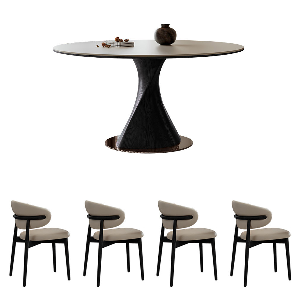 Elamer Italian style modern simple round dining table set | Wayfair