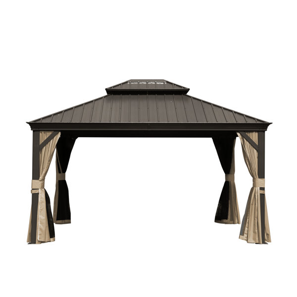 Hokku Designs Gazebo For Backyard, Galvanized Steel Double Canopy ...