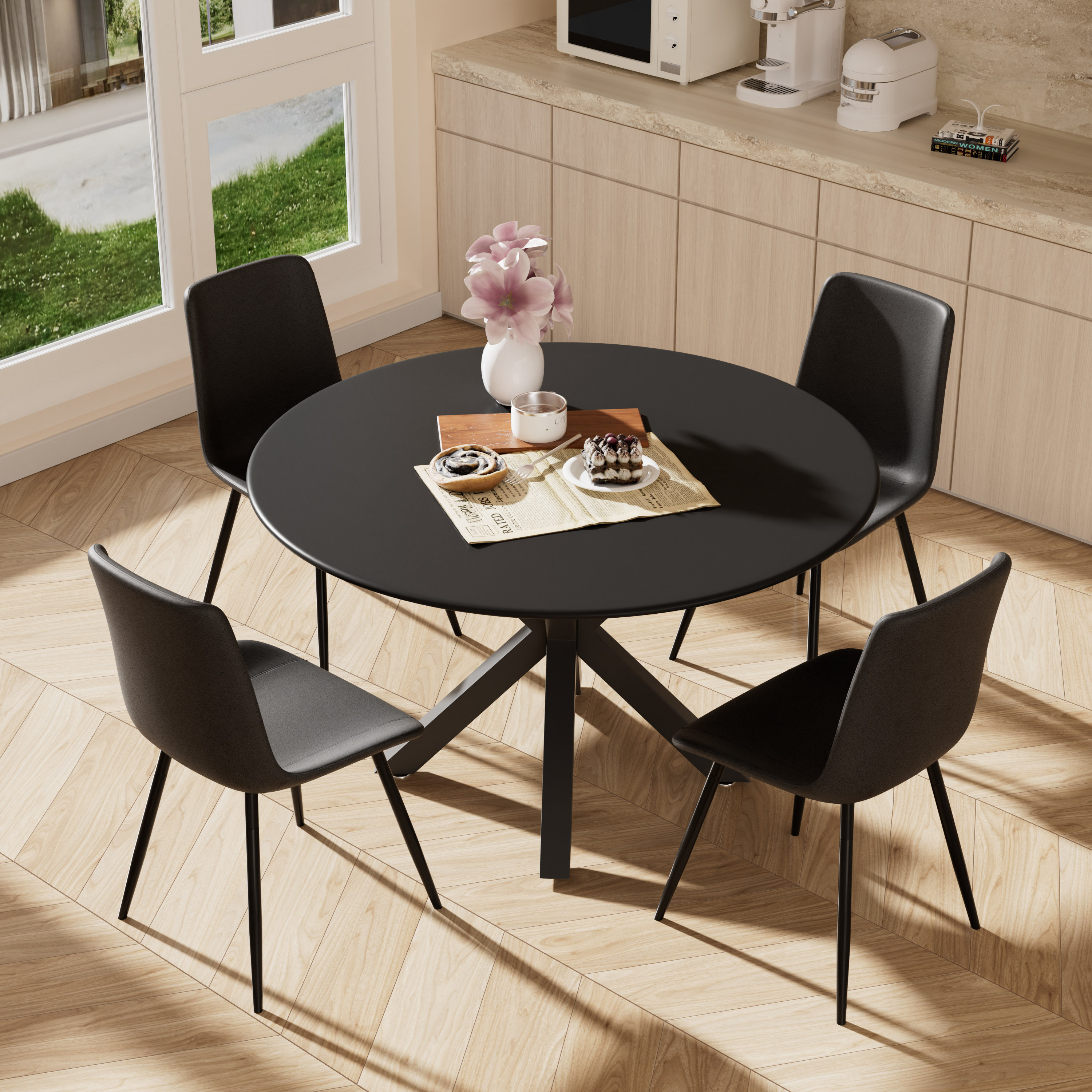 George Oliver 42.1" Round Dining Table Set for 4 People - Wayfair Canada