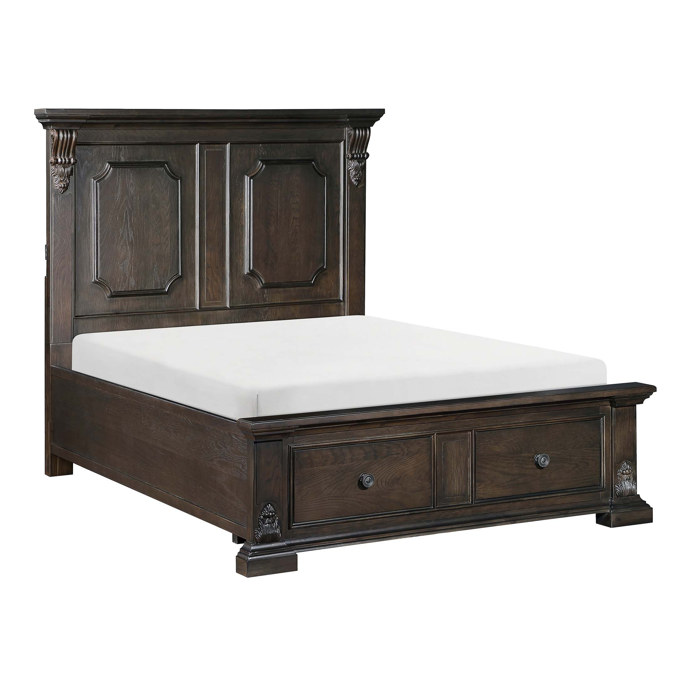 Everly Quinn Elegant Mansion Platform Bed with Footboard Storage USB ...