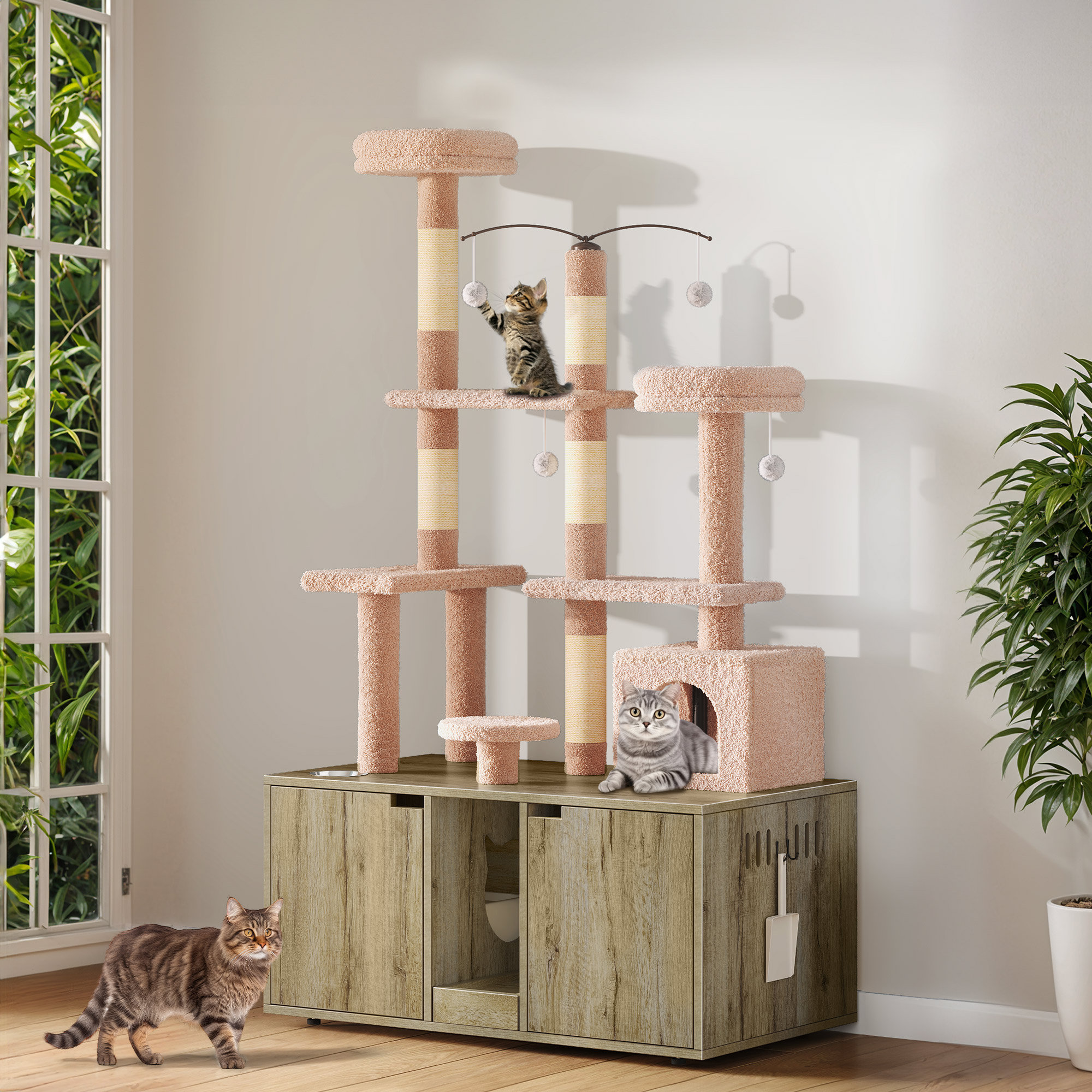 Archie & Oscar™ Multi-Functional Cat House: Hidden Litter Box, Cat Tree ...