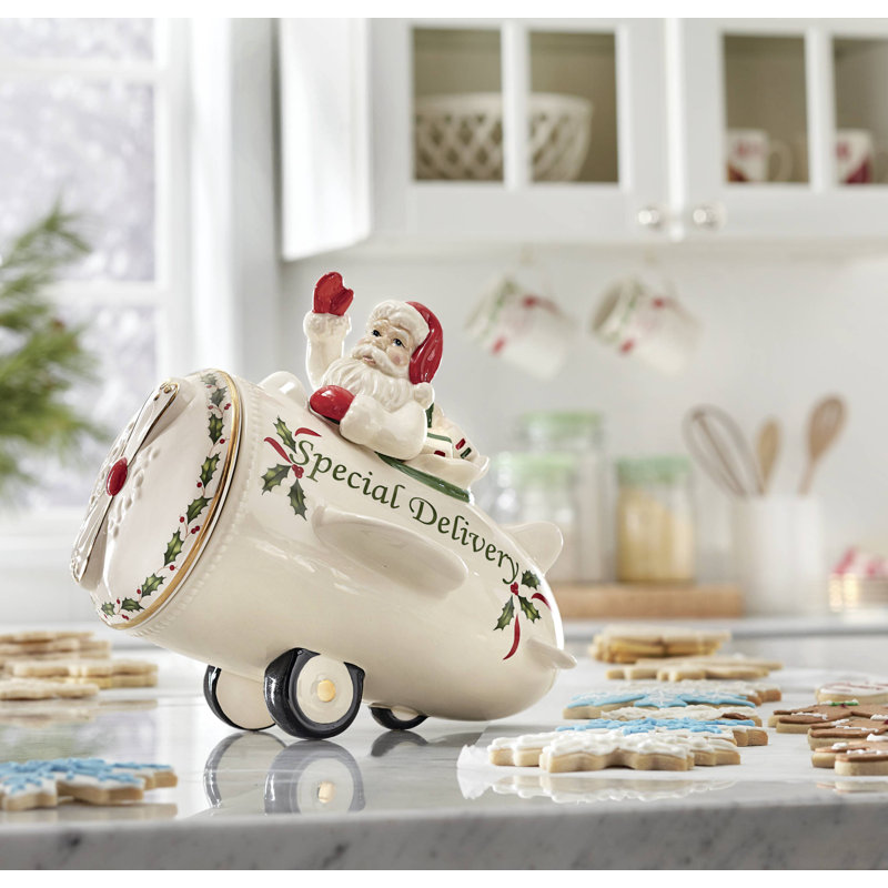 Lenox COUNTDOWN T'IL CHRISTMAS Holiday Airplane Cookie Jar & Reviews ...