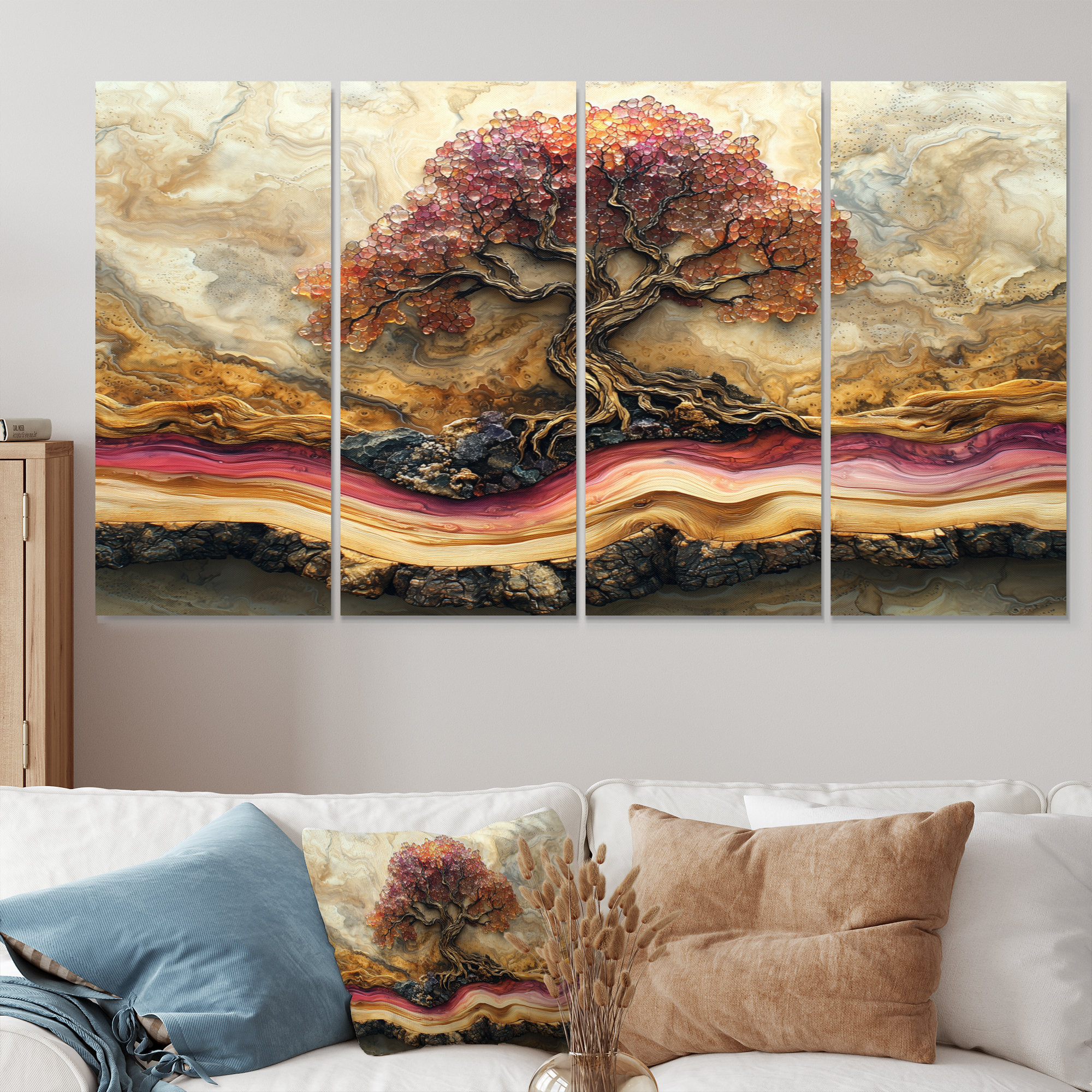 Winston Porter Pink Marble Infinite Tree Of Life I - Tree Of Life Wall ...