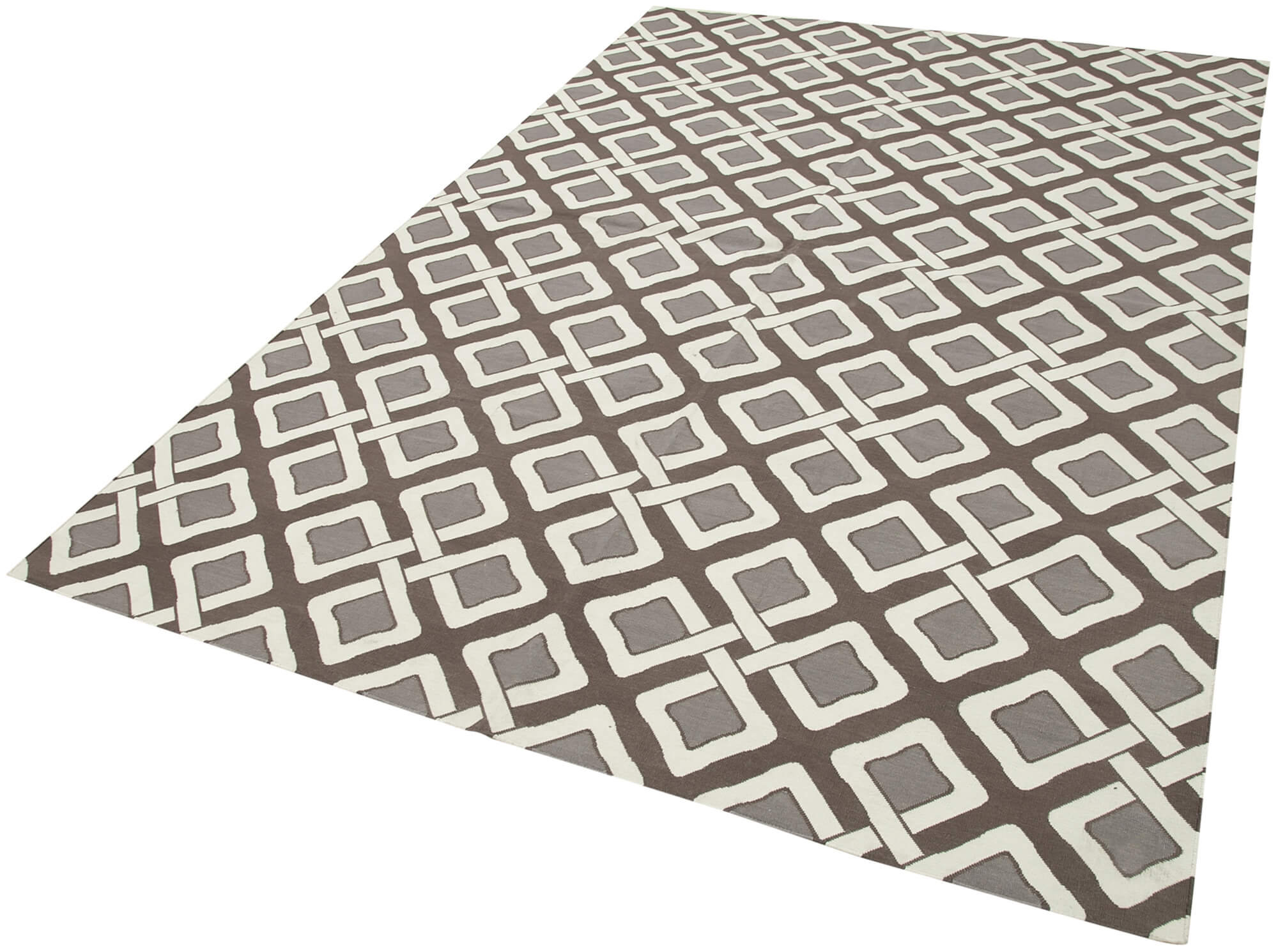 Aegean House Geometric Duri Brown Geometric Wool Handmade Area Rug ...
