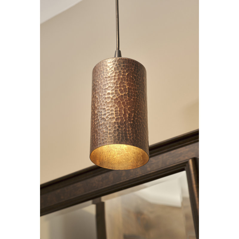 Premier Copper Products Hand Hammered Copper 4" Round Cylinder Pendant ...