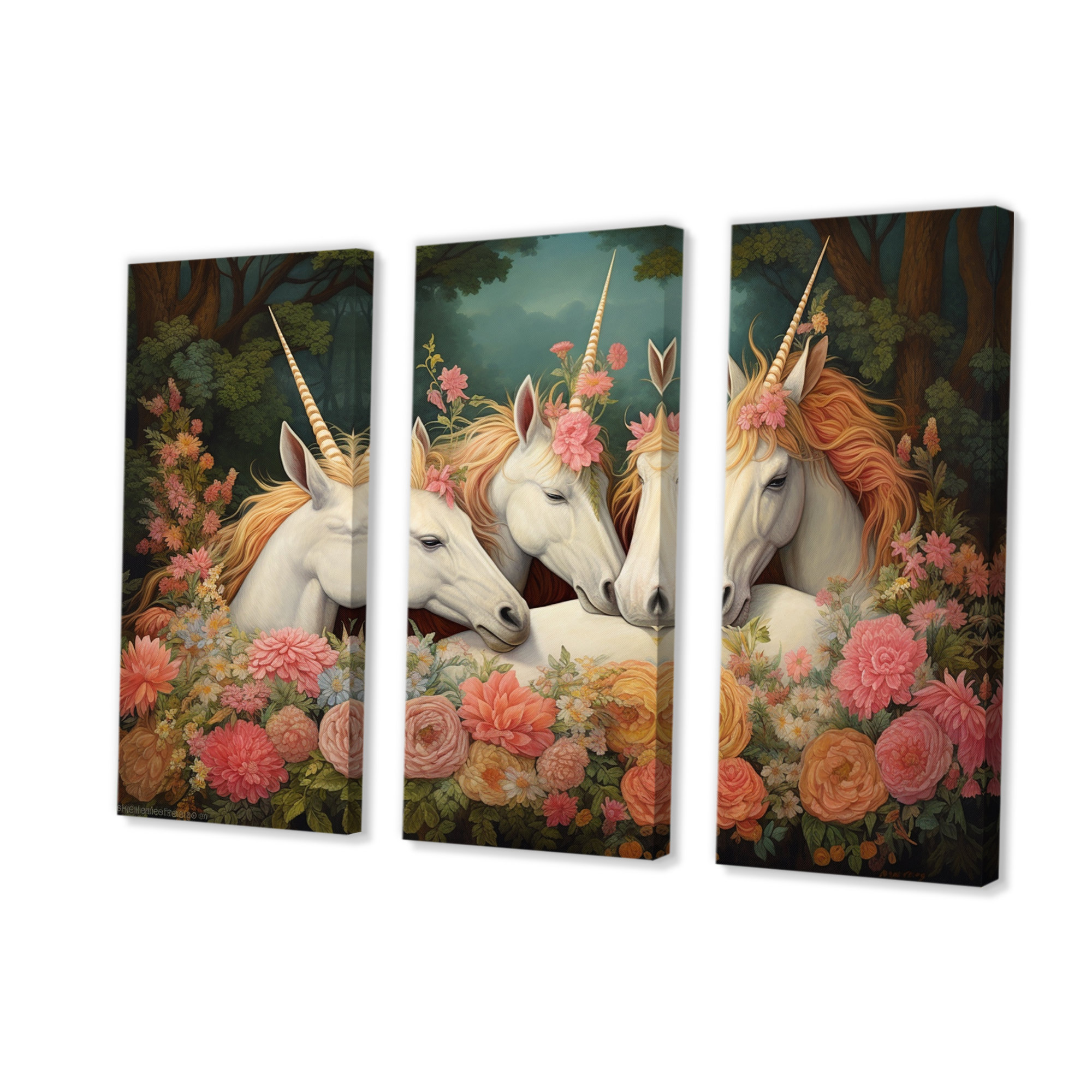 Design Art Cute Unicorns Sleeping Together In Flowerfield III - Fantasy ...