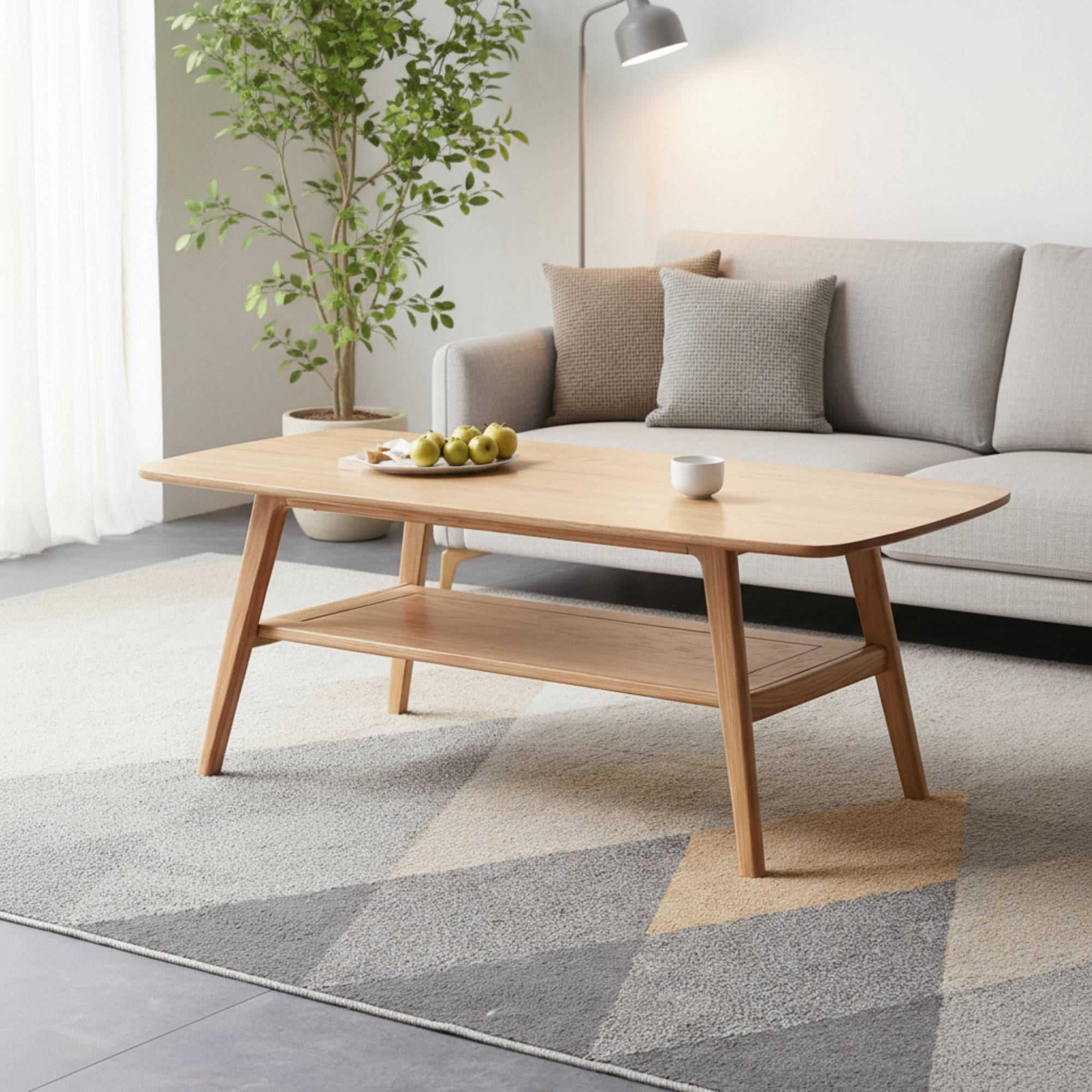 George Oliver Natural Solid Wood Storage Table, Easy To Assemble ...