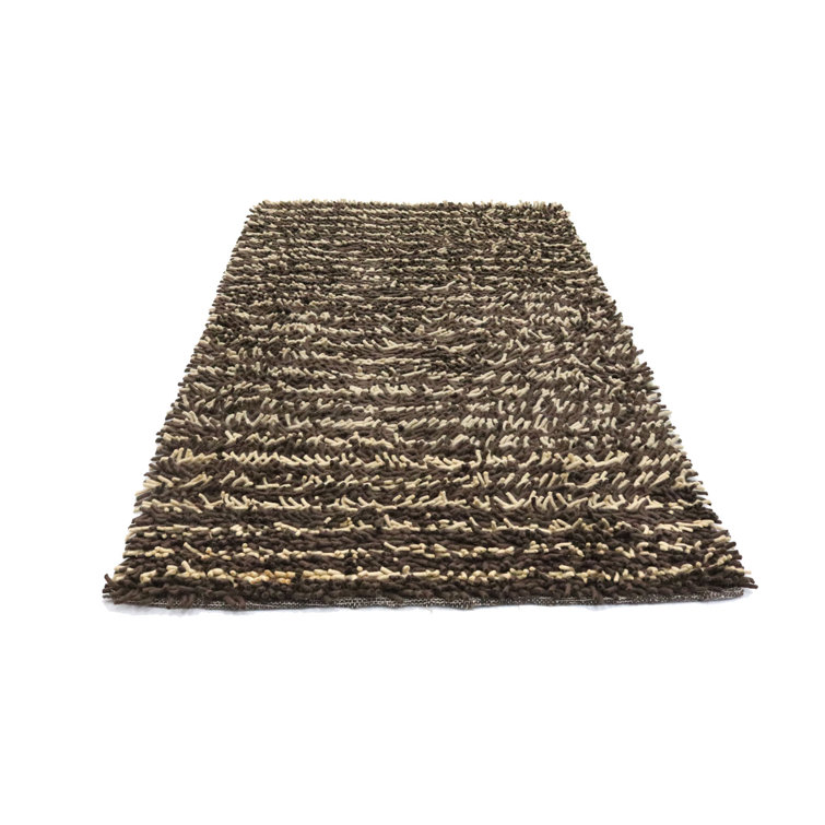 Ebern Designs Rex Handmade Shaggy Wool Brown Outdoor Rug | Wayfair.co.uk