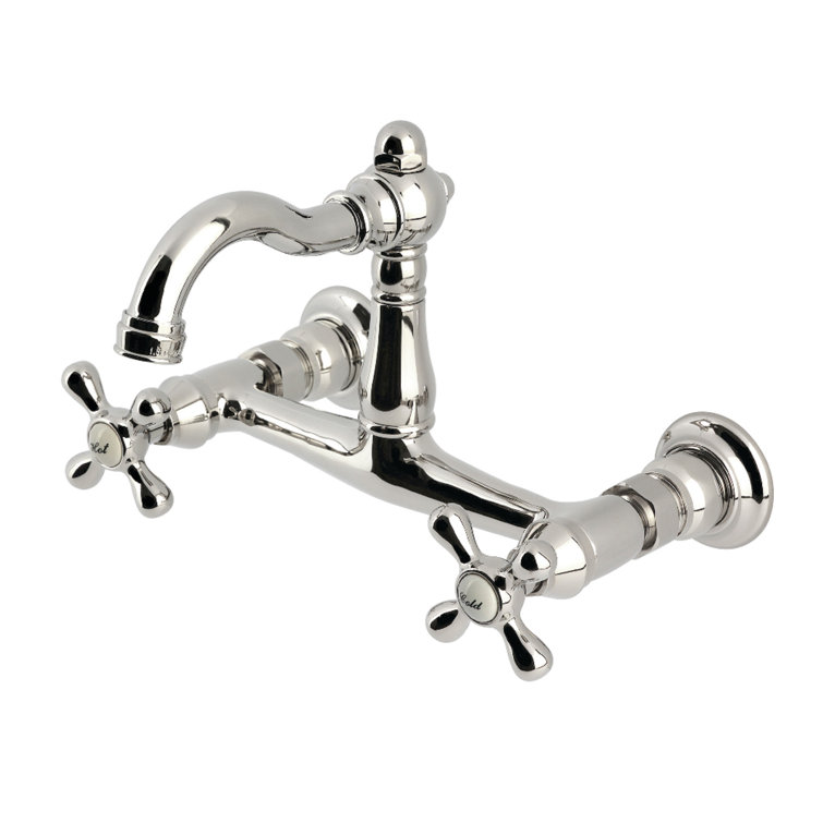 Kingston Brass Vintage Double-Handle 2-Hole Wall-Mount Bridge Kitchen ...