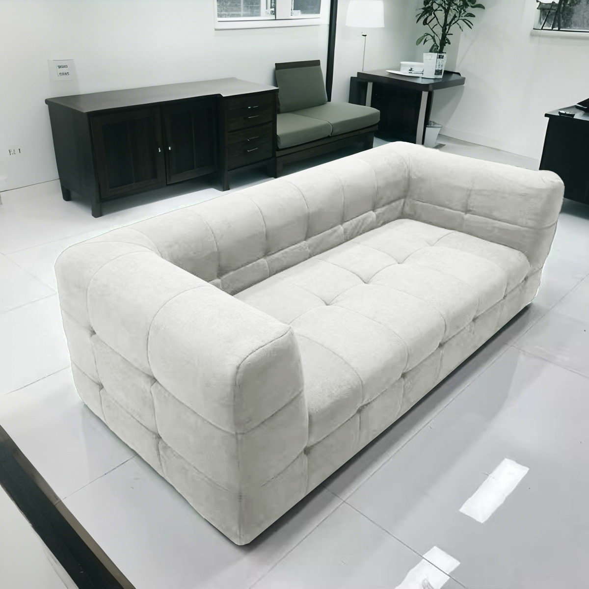 BELSUB 94.49" Nordic Minimalist Straight Row Compression Sofa with ...