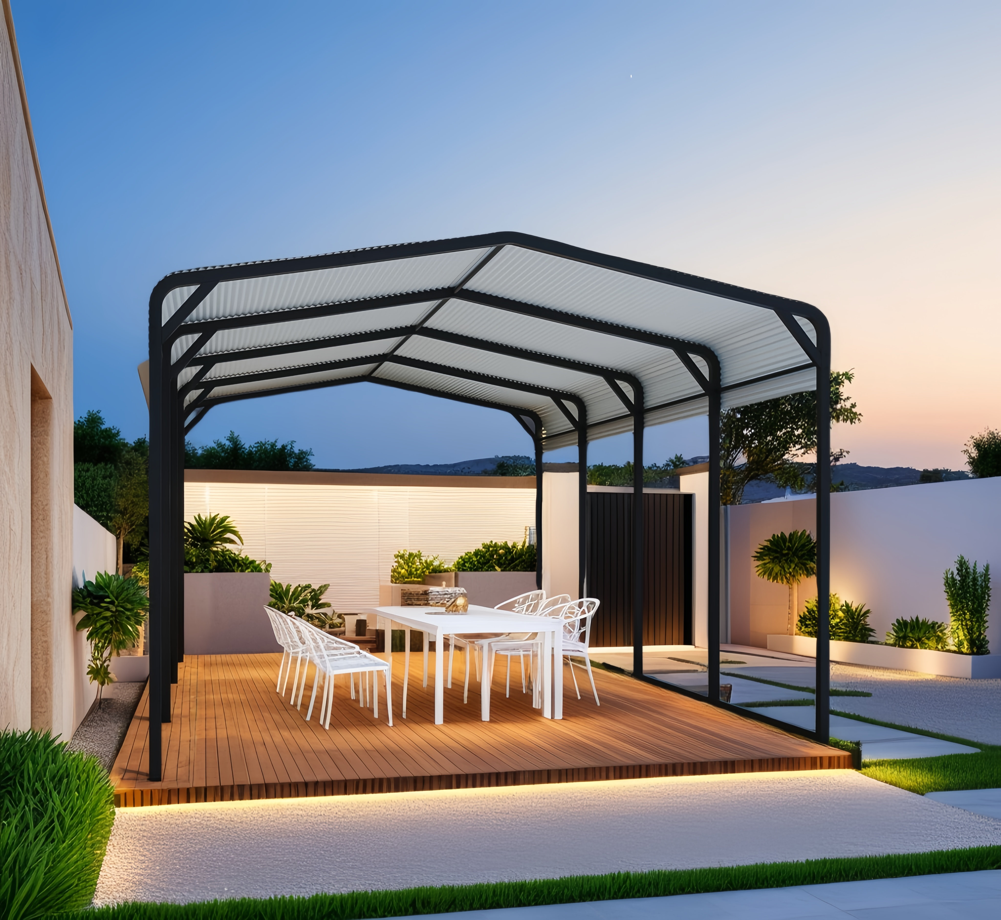 POPULUS TRADING 12x20ft Metal Car Carport Heavy Duty Carport With ...