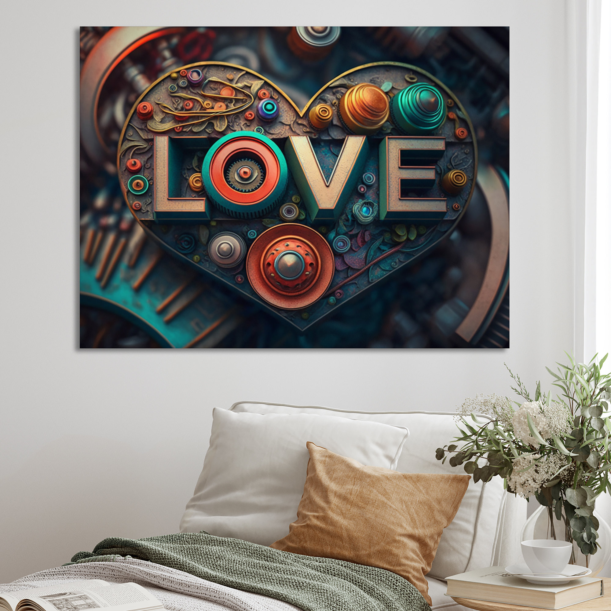 Red Barrel Studio® Unconditional Love on Vintage Teal - Print | Wayfair