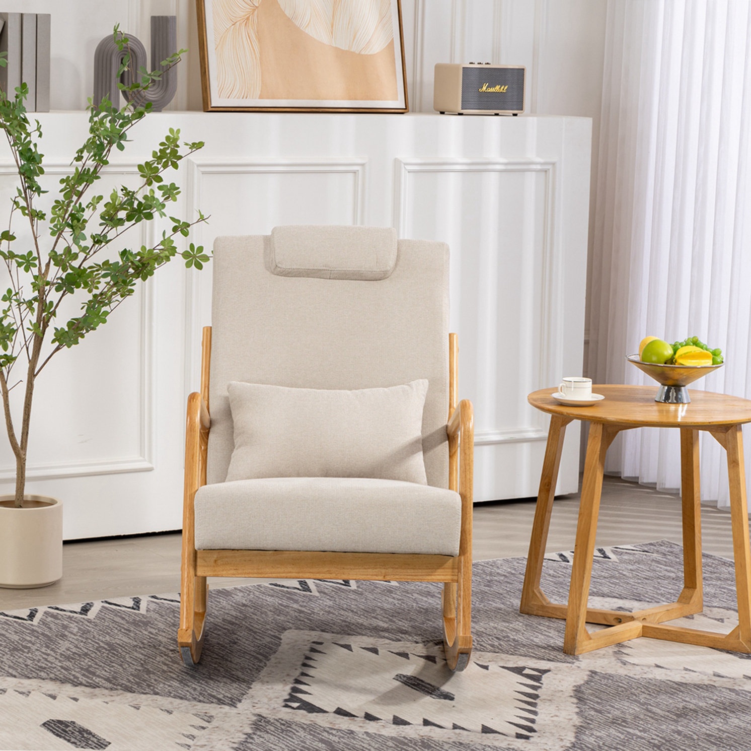 Ophelia & Co. Rocking Chair Upholstered Fabric Rocking Armchair Indoor ...