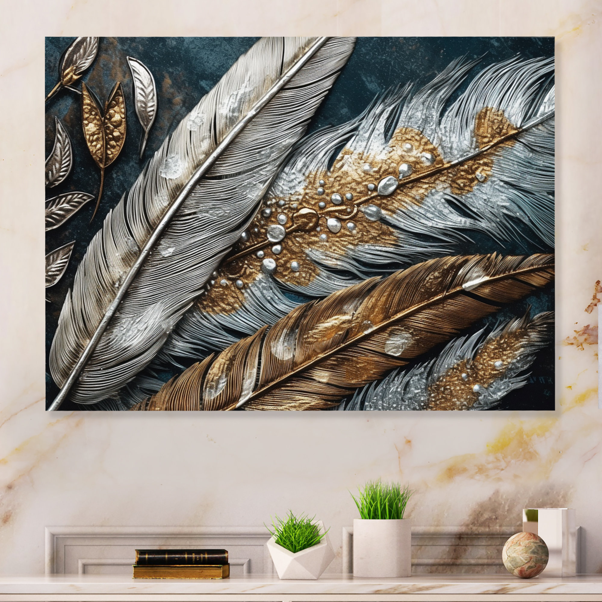 Bungalow Rose Silver And Gold Expressions Of Freedom II - Boho Feather ...